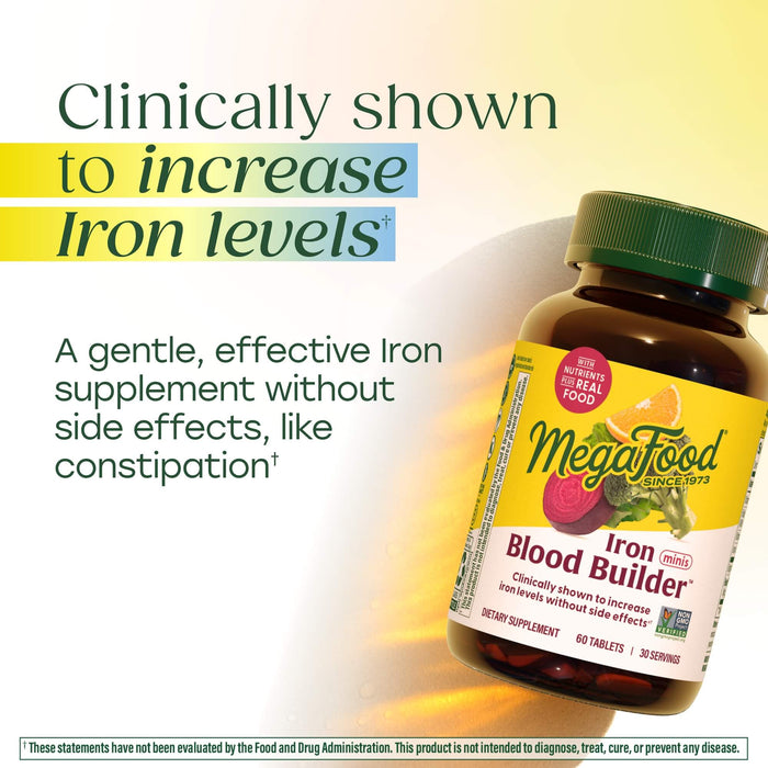 Blood Builder Mini Iron Vitamins | Small Vegan Iron Supplement | MegaFood