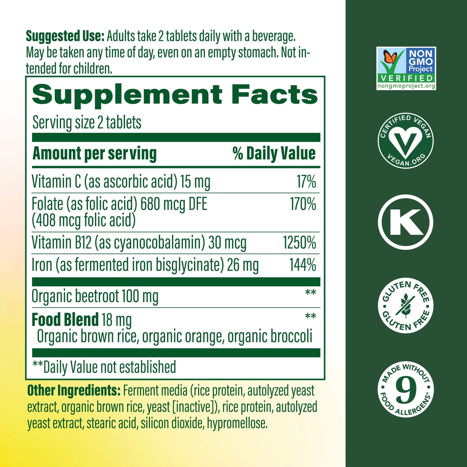 Blood Builder Mini Iron Vitamins | Small Vegan Iron Supplement | MegaFood