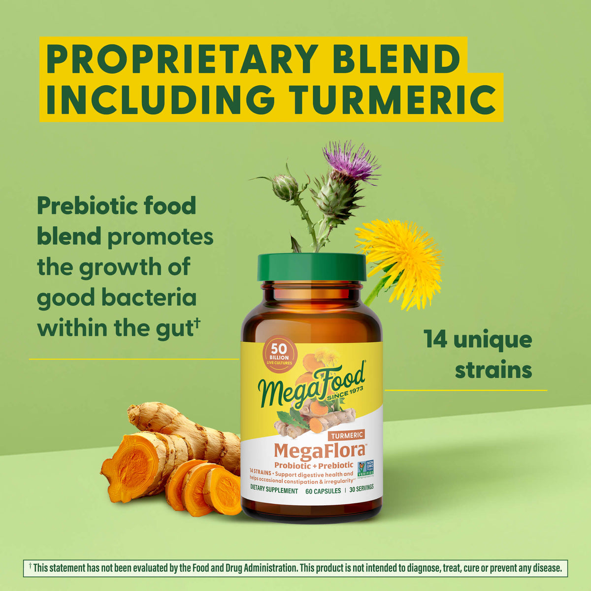 MegaFlora® Probiotic + Prebiotic with Turmeric | MegaFood